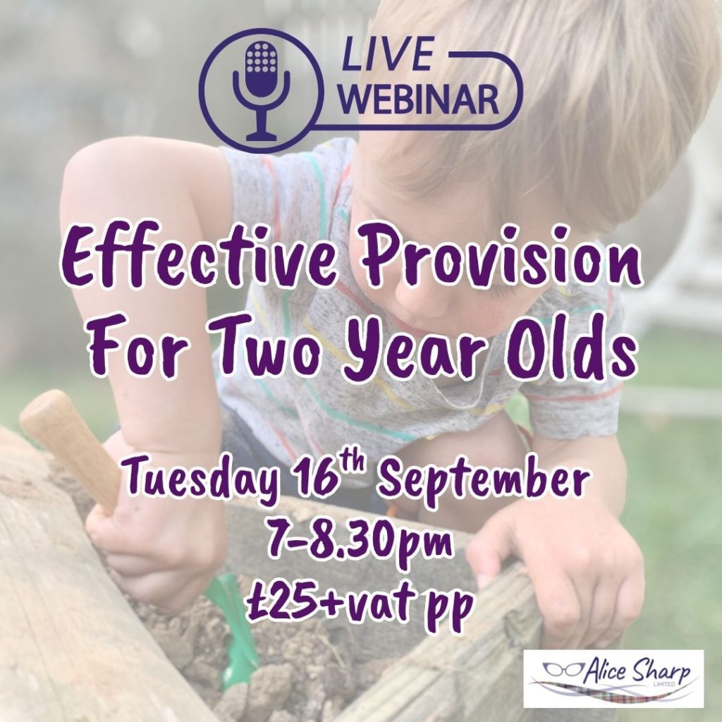 Effective Provision for Two Year Olds – Live Webinar – Alice Sharp